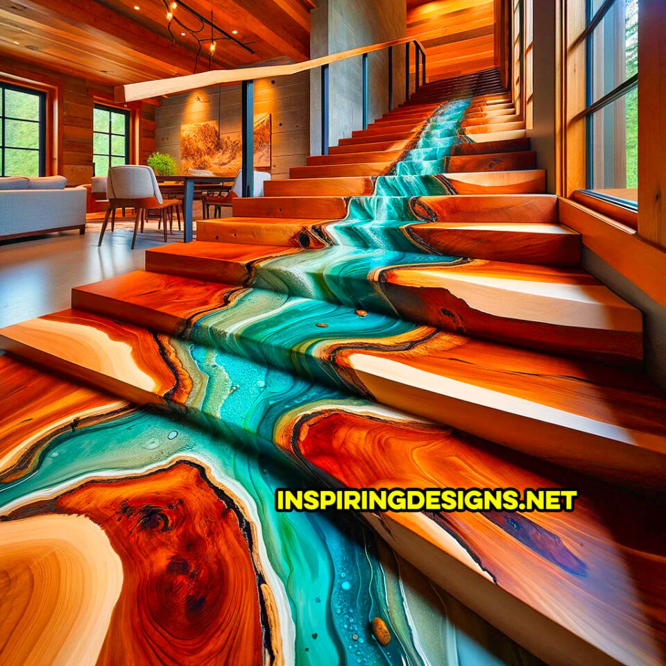 These Epoxy River Staircases Will Make You Feel Like You're Walking on ...