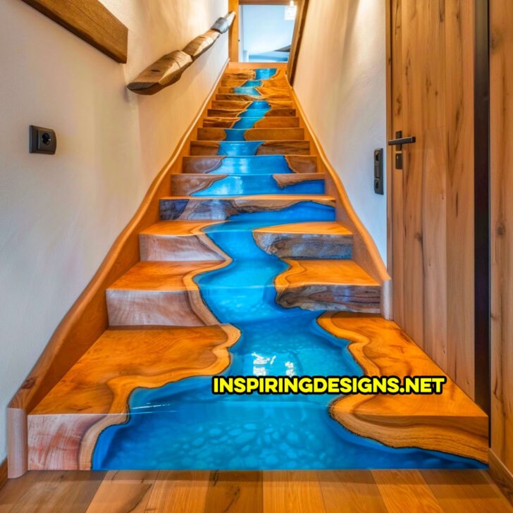 These Epoxy River Staircases Will Make You Feel Like You're Walking on ...