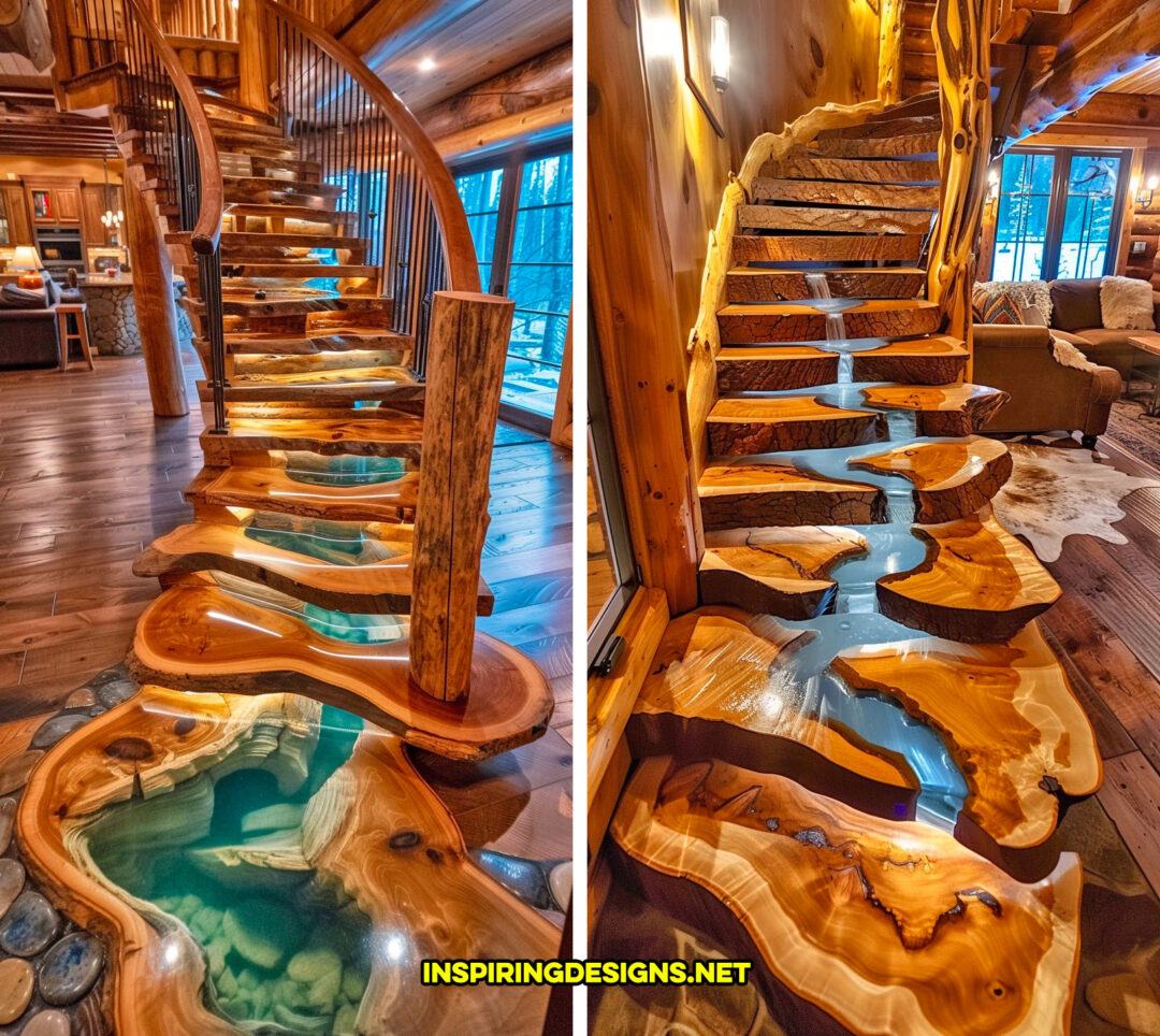 These Epoxy River Staircases Will Make You Feel Like You're Walking on ...