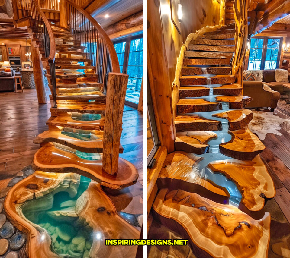 These Epoxy River Staircases Will Make You Feel Like You're Walking on ...