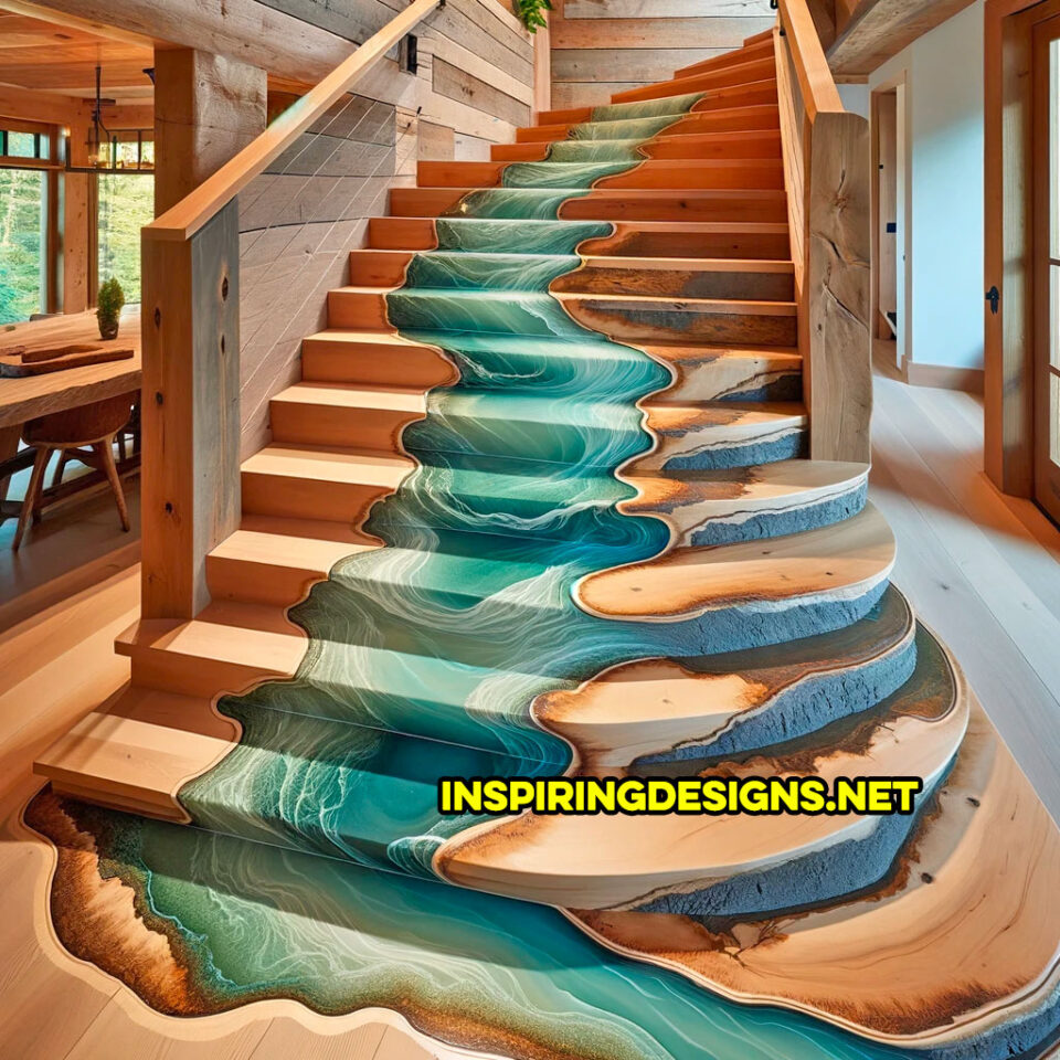 These Epoxy River Staircases Will Make You Feel Like You're Walking on ...