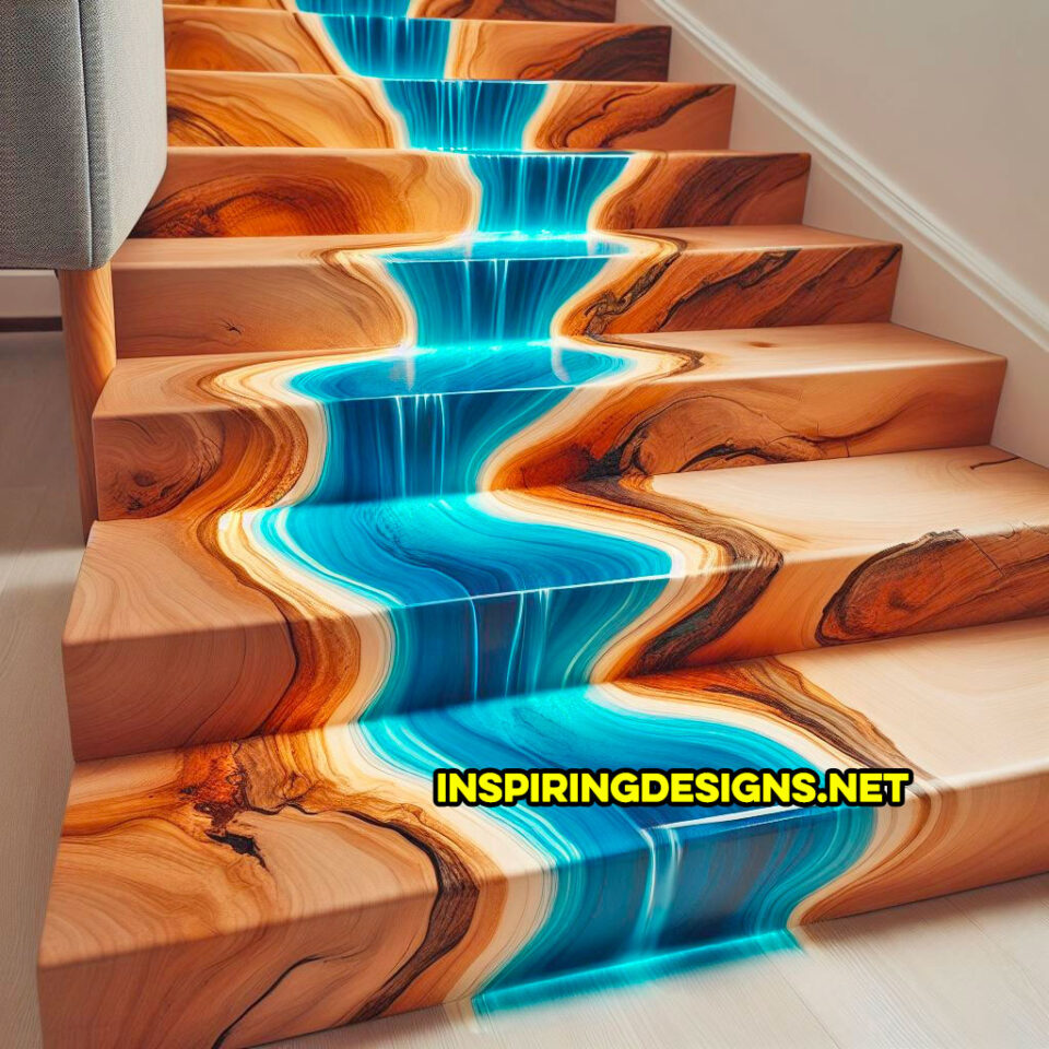 These Epoxy River Staircases Will Make You Feel Like You're Walking on ...