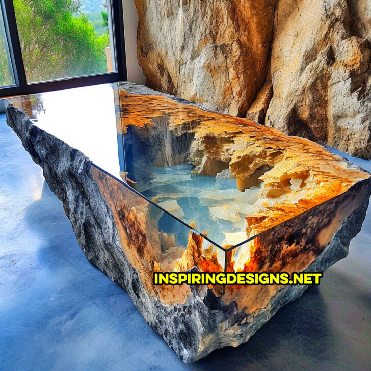 These Raw Stone and Epoxy Coffee Tables Bring the Grand Canyon to Your ...