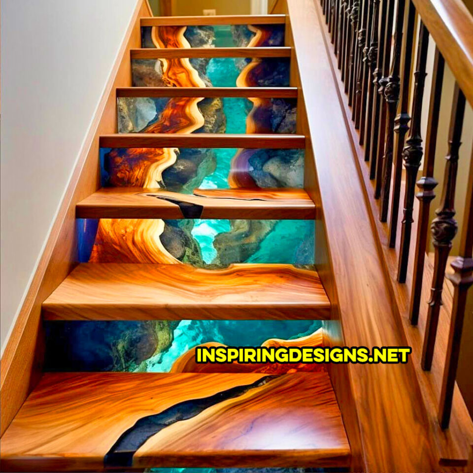 These Epoxy River Staircases Will Make You Feel Like You're Walking on ...