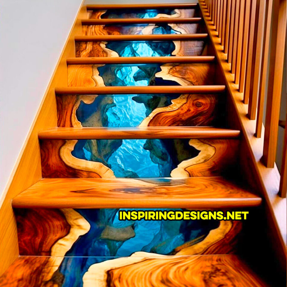 These Epoxy River Staircases Will Make You Feel Like You're Walking on ...