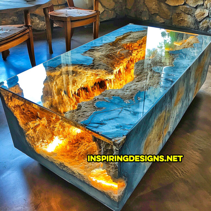 These Raw Stone and Epoxy Coffee Tables Bring the Grand Canyon to Your ...