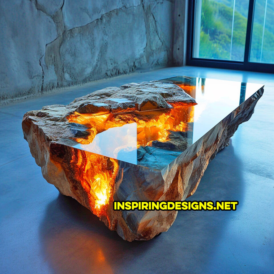 These Raw Stone and Epoxy Coffee Tables Bring the Grand Canyon to Your ...