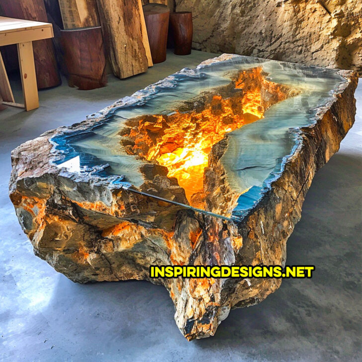 These Raw Stone and Epoxy Coffee Tables Bring the Grand Canyon to Your ...
