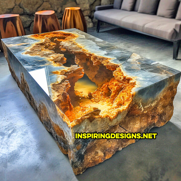 These Raw Stone and Epoxy Coffee Tables Bring the Grand Canyon to Your ...