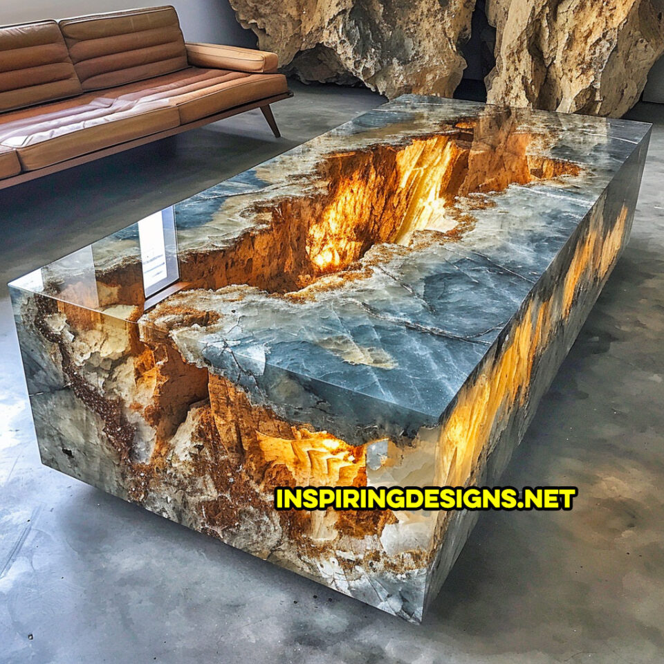 These Raw Stone and Epoxy Coffee Tables Bring the Grand Canyon to Your ...
