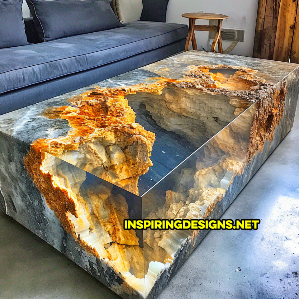 These Raw Stone and Epoxy Coffee Tables Bring the Grand Canyon to Your ...