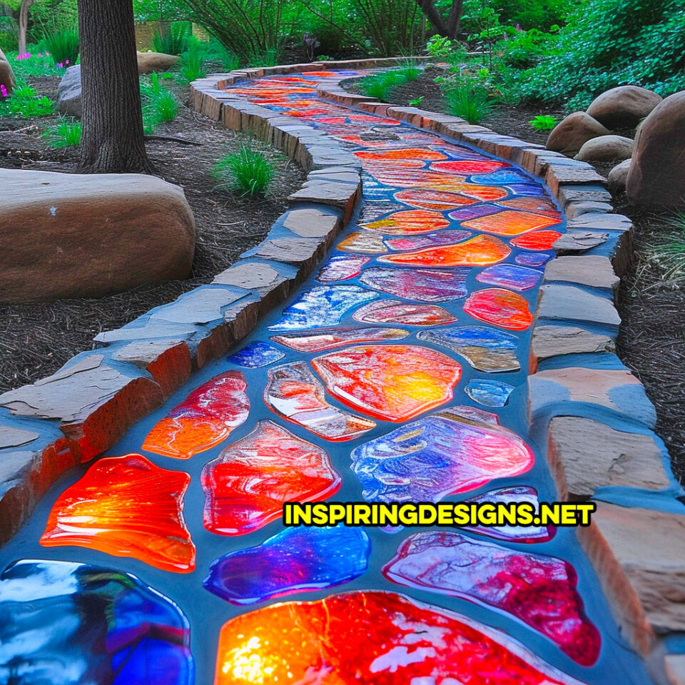These Colorful Glass and Stone Walkways Will Transform Your Garden into ...