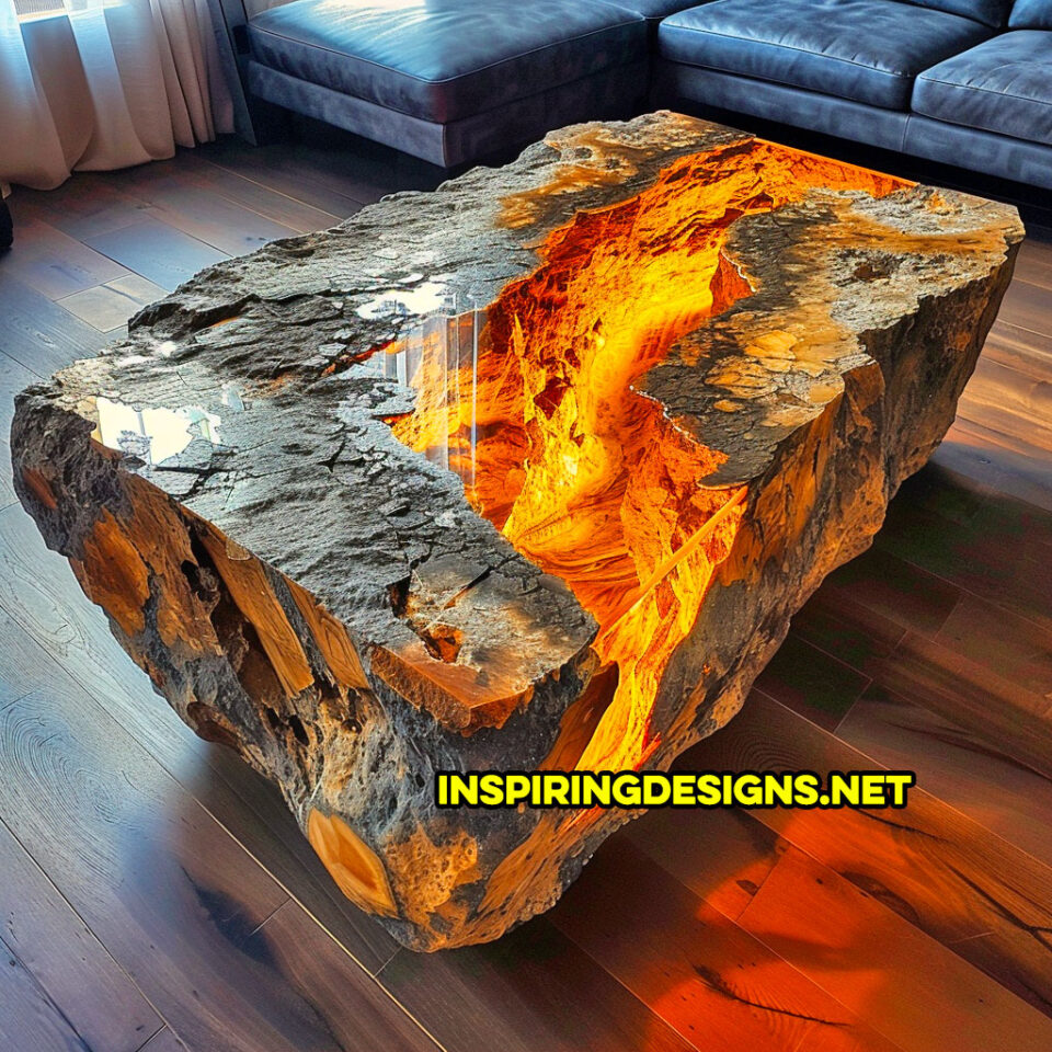 These Raw Stone and Epoxy Coffee Tables Bring the Grand Canyon to Your ...