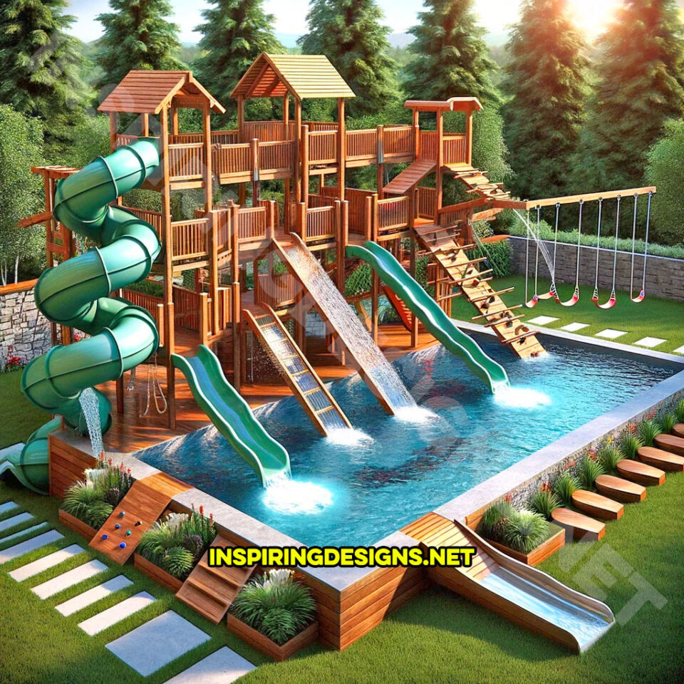 These Backyard Pool Playgrounds Bring the Water Park Right to Your Home