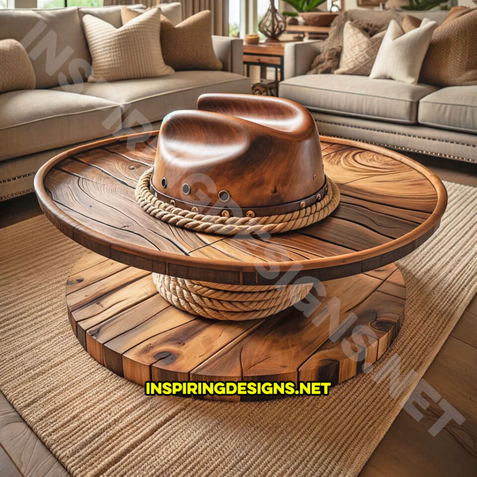 These Wooden Cowboy Hat Coffee Tables Unleash the Wild West in Your Home