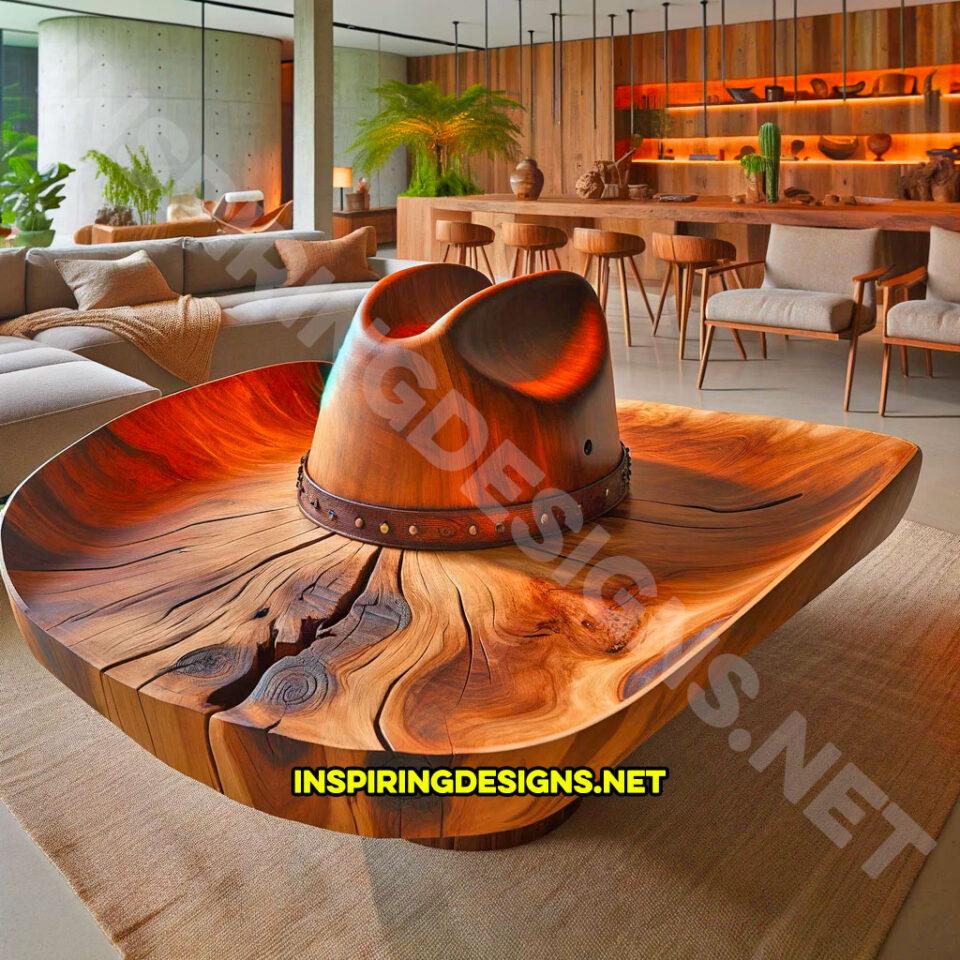 These Wooden Cowboy Hat Coffee Tables Unleash the Wild West in Your Home
