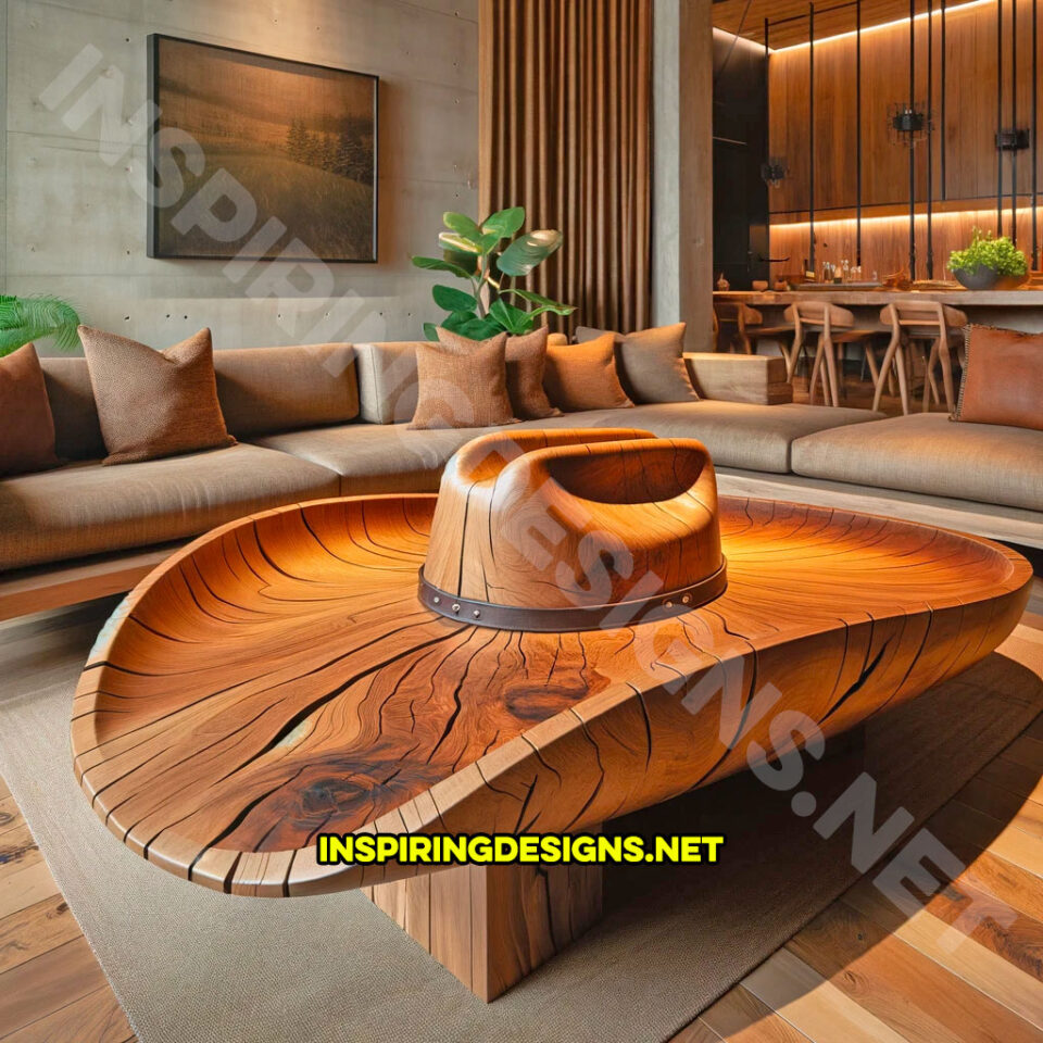 These Wooden Cowboy Hat Coffee Tables Unleash the Wild West in Your Home