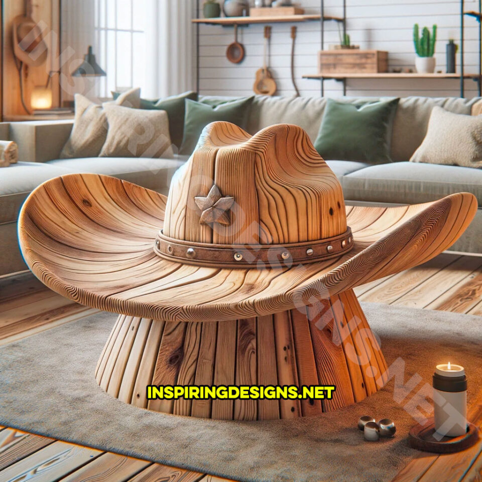 These Wooden Cowboy Hat Coffee Tables Unleash the Wild West in Your Home