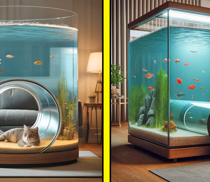 These Aquariums Have Built-In Tunnels For Your Cats To Watch Your Fish ...
