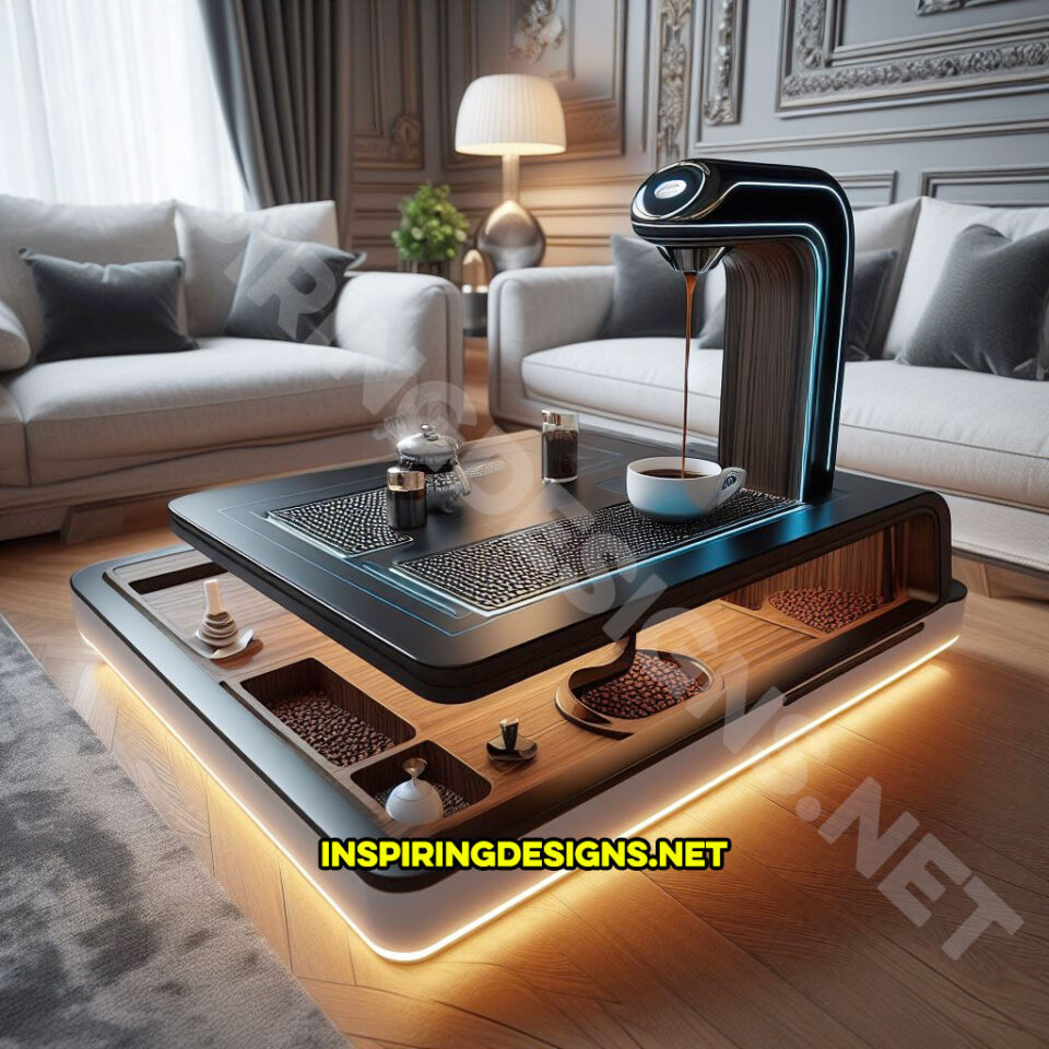 There Are Now Coffee Tables With Built-in Coffee Makers