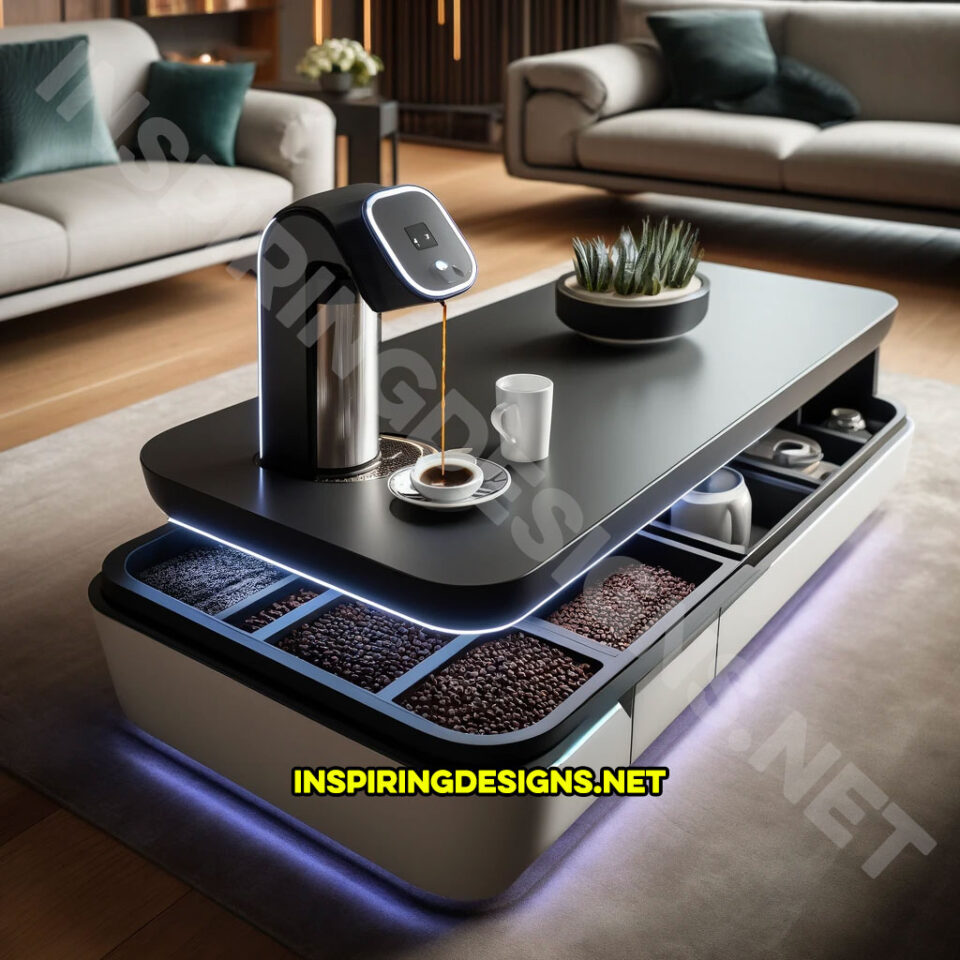 There Are Now Coffee Tables With Built-in Coffee Makers