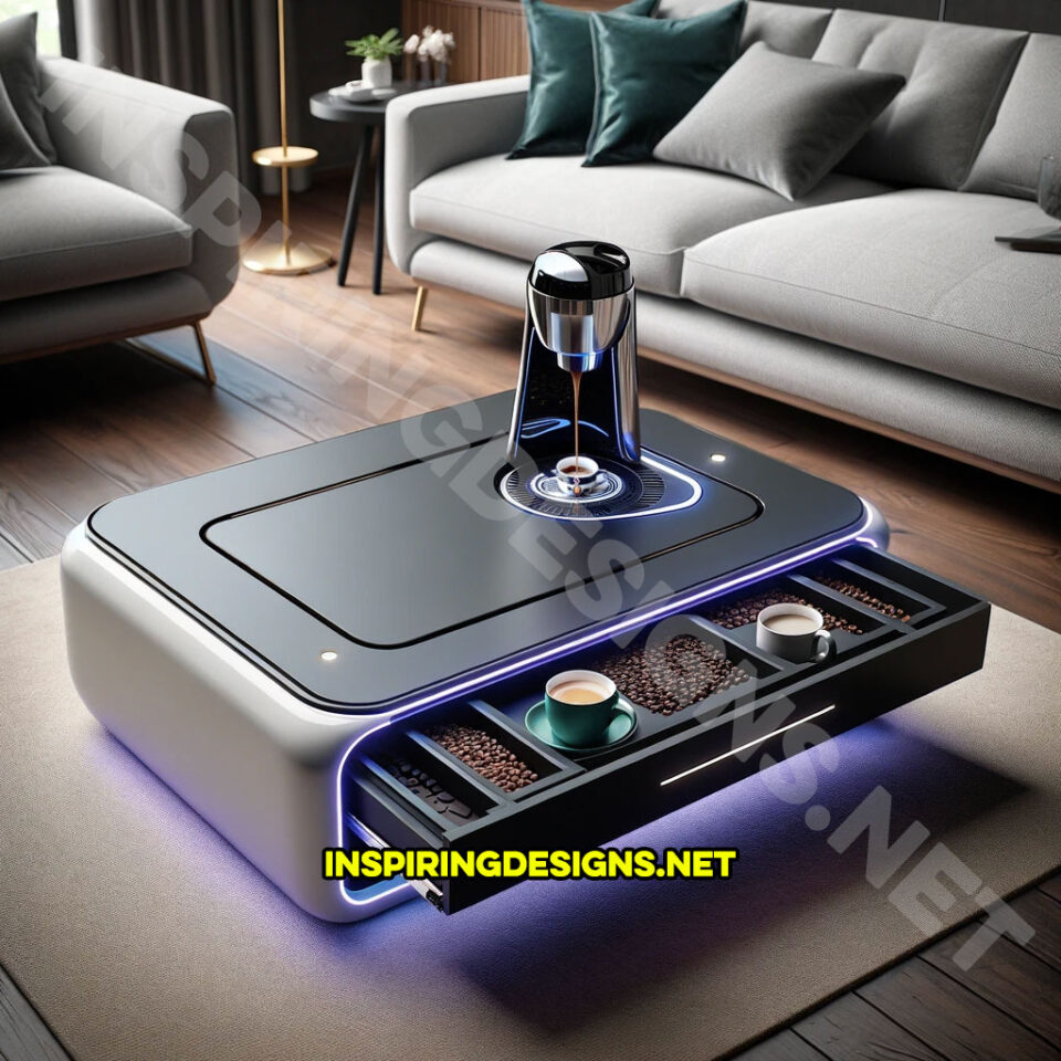There Are Now Coffee Tables With Built-in Coffee Makers