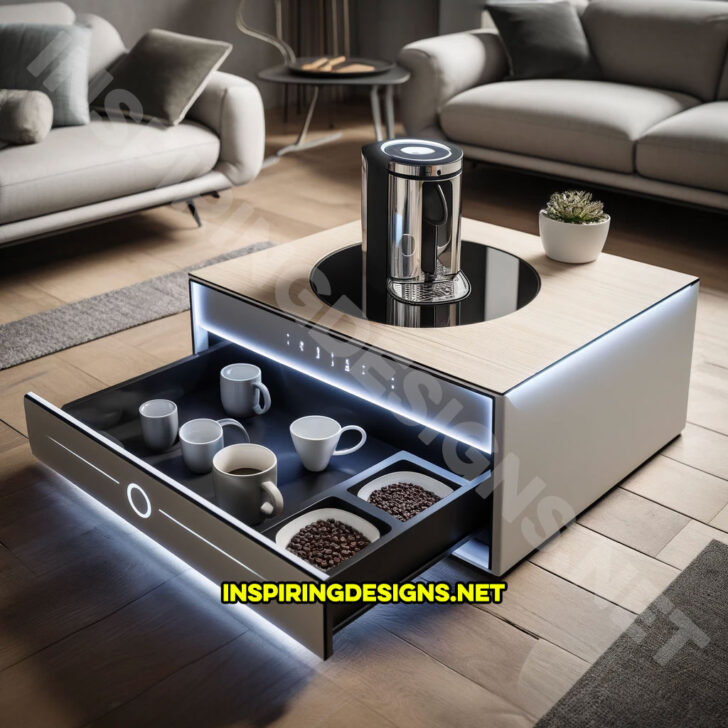 There Are Now Coffee Tables With Built-in Coffee Makers