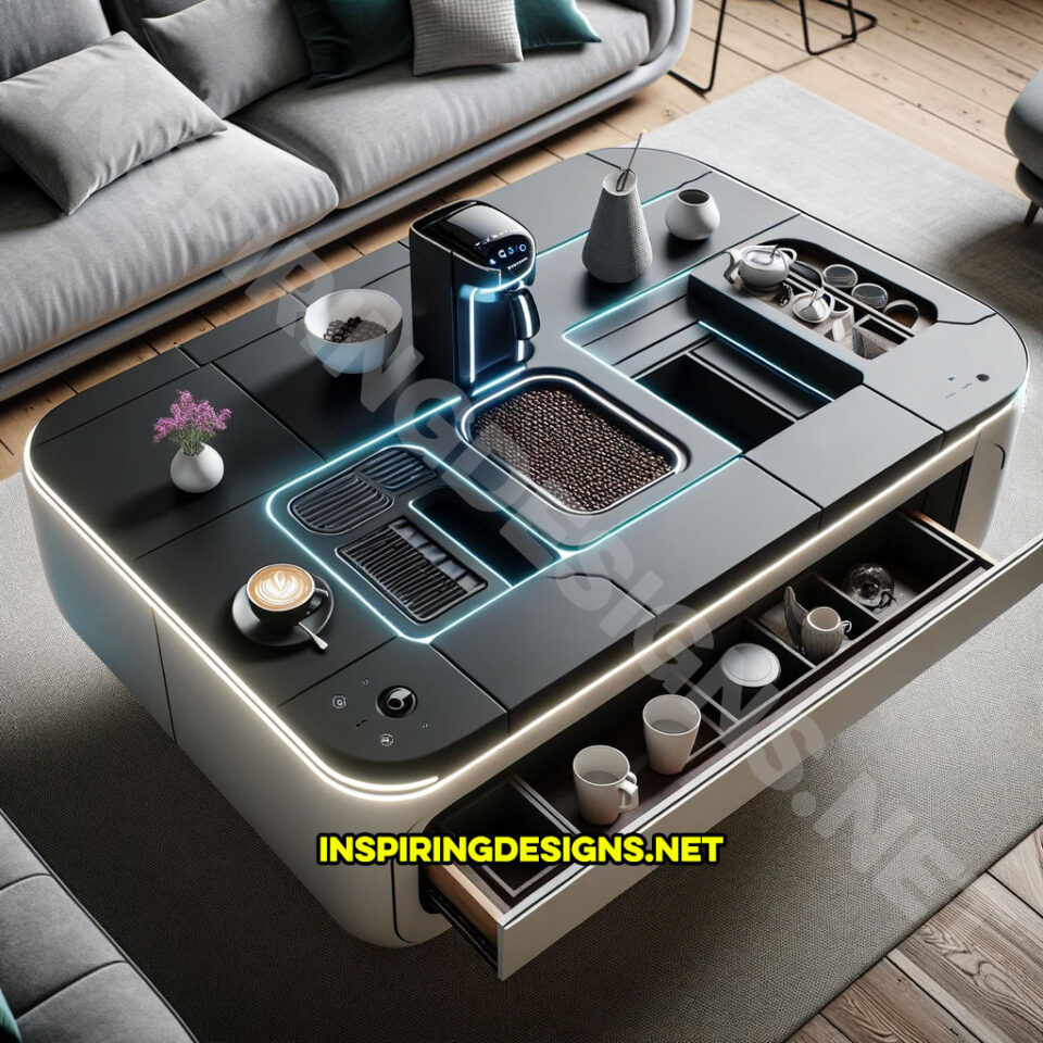 There Are Now Coffee Tables With Built-in Coffee Makers