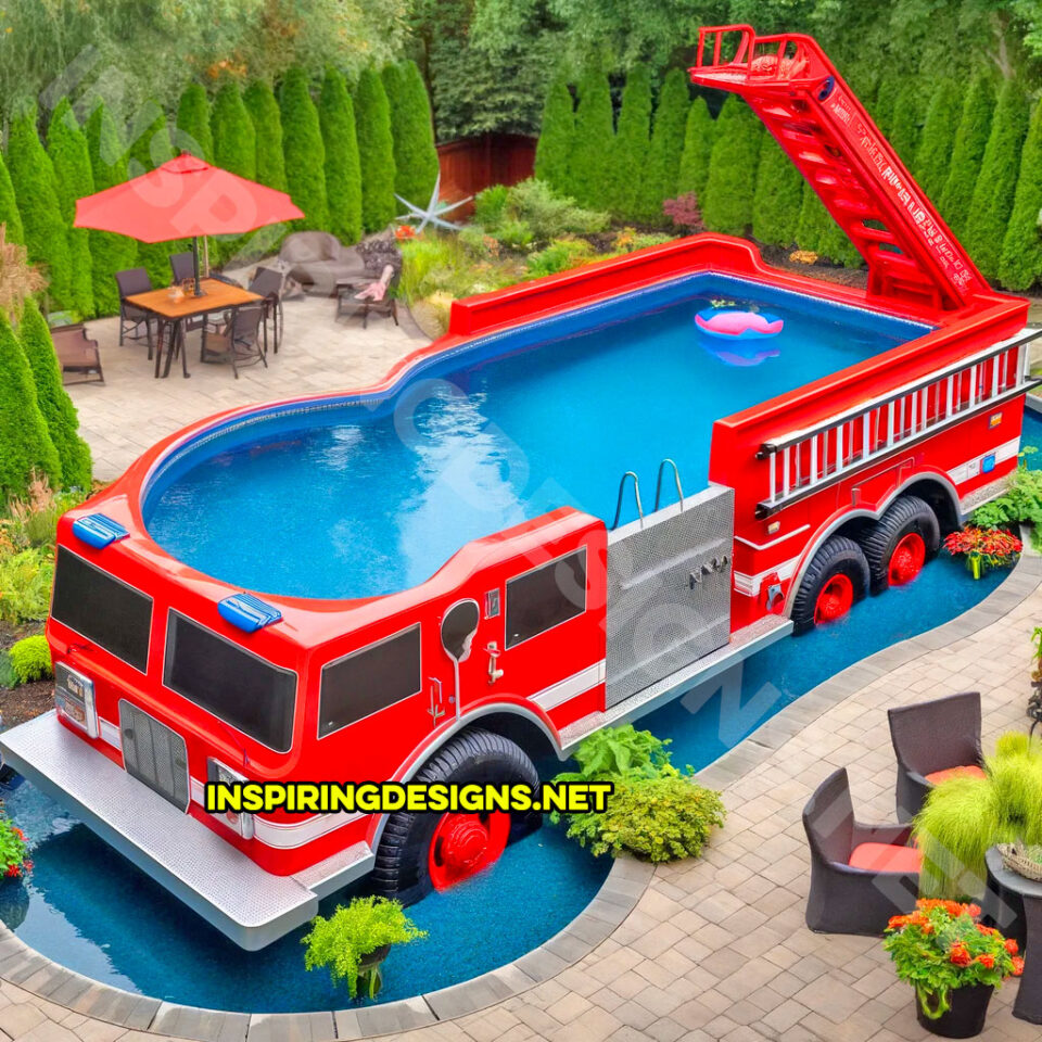 These Firetruck Pools Are A Dream Addition To Any Firefighter’s Backyard