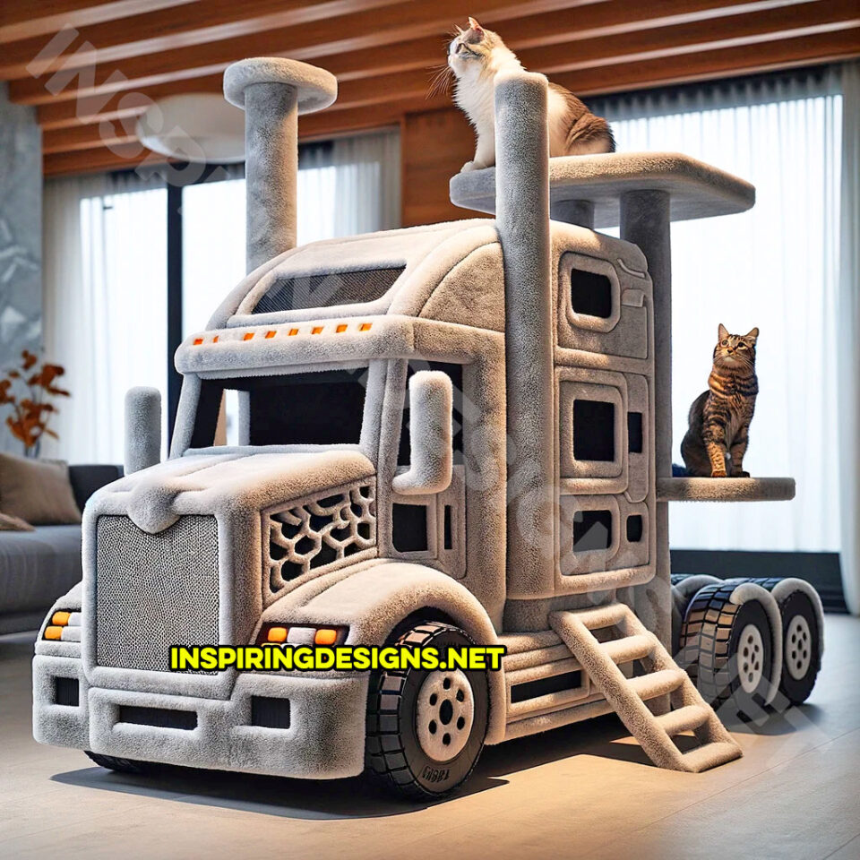These Semi-Truck Cat Trees Are a Must For Cat Loving Truckers!