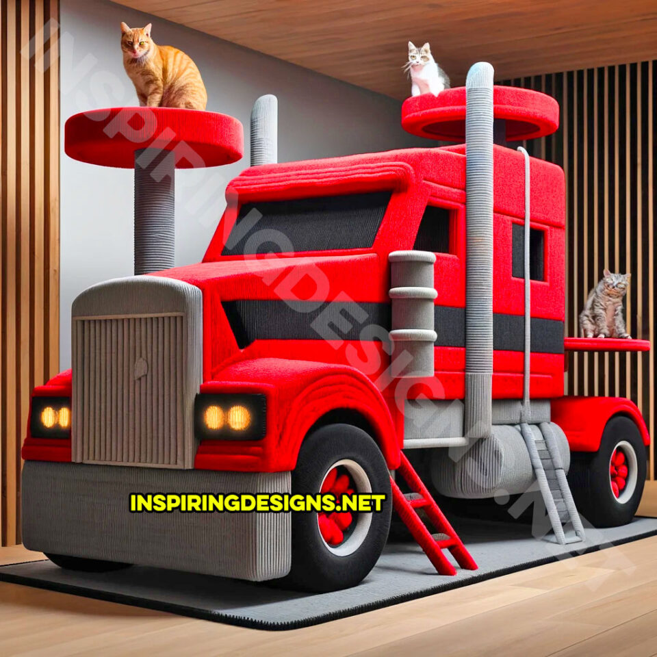 These Semi-Truck Cat Trees Are a Must For Cat Loving Truckers!