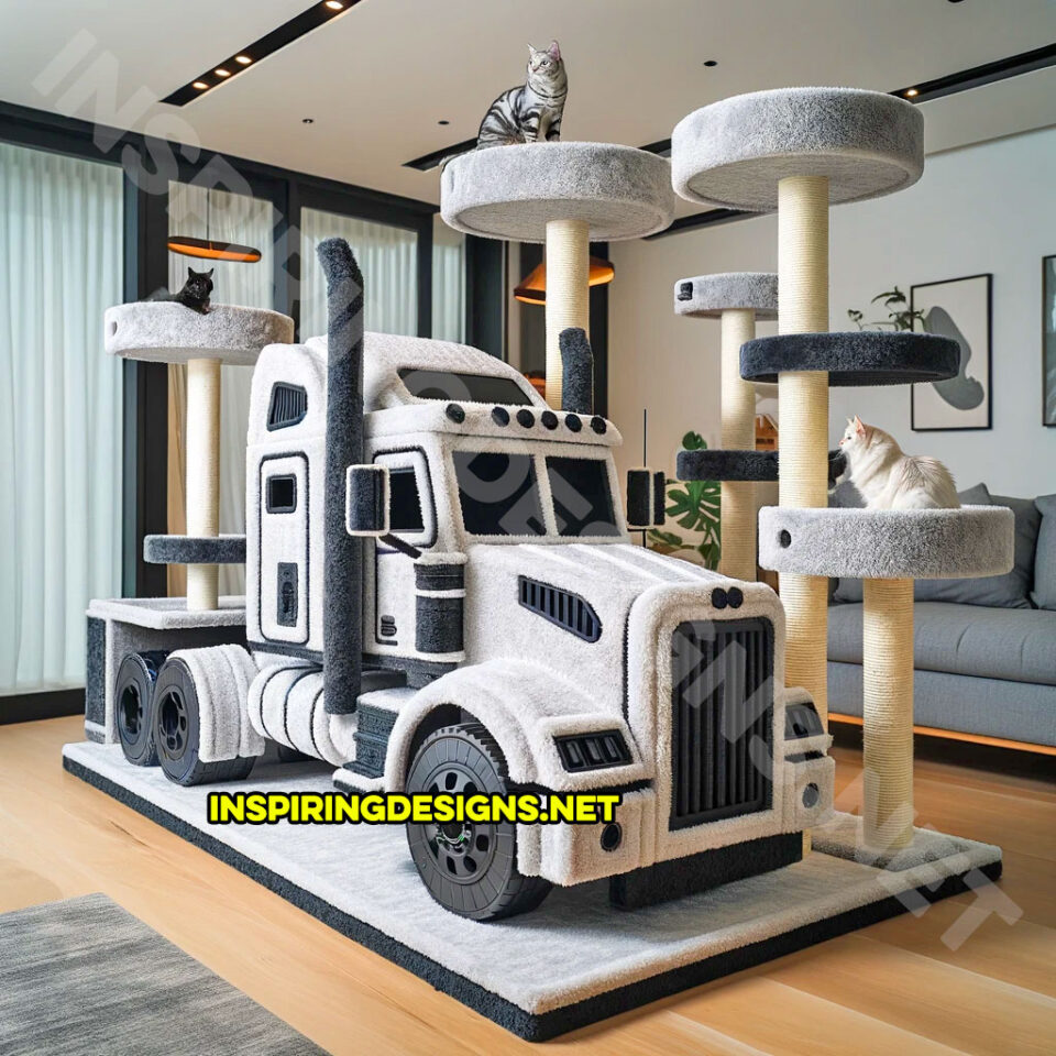 These Semi-Truck Cat Trees Are a Must For Cat Loving Truckers!
