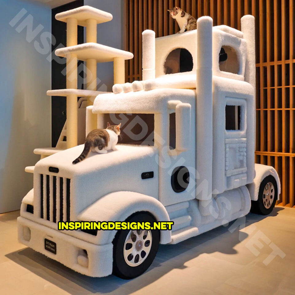 These Semi-Truck Cat Trees Are a Must For Cat Loving Truckers!