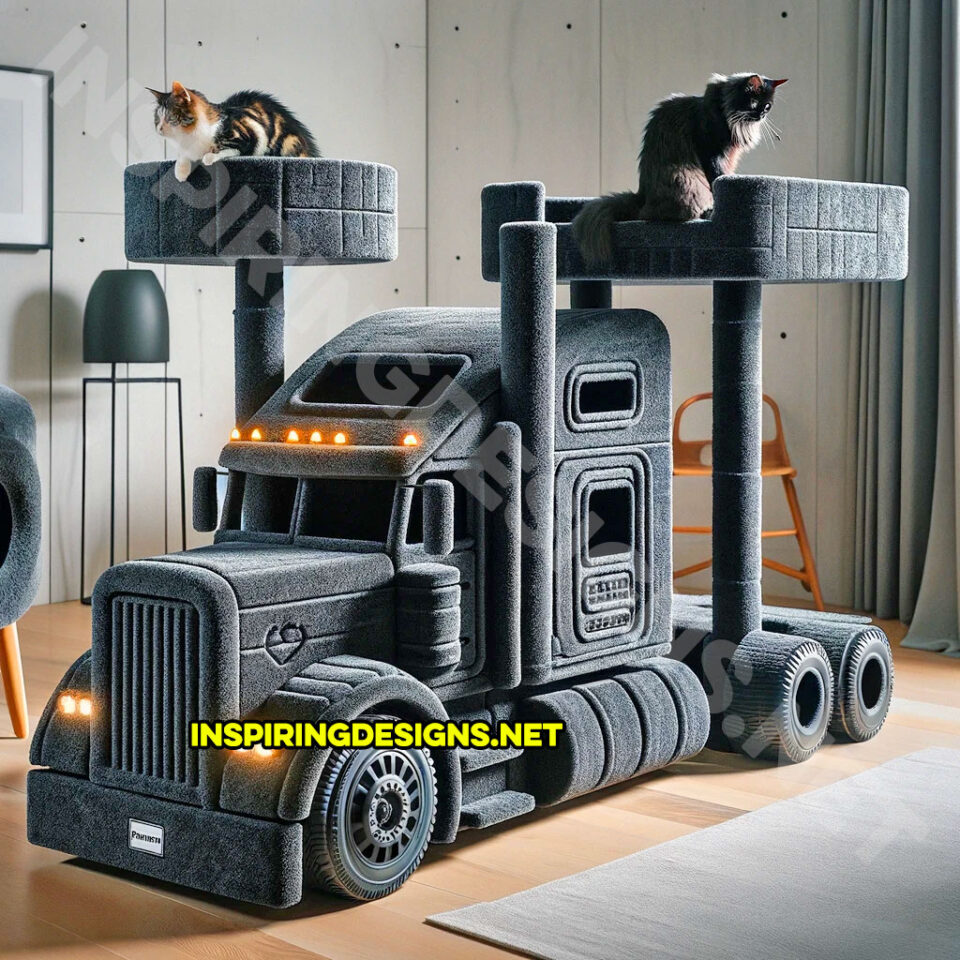 These Semi-Truck Cat Trees Are a Must For Cat Loving Truckers!