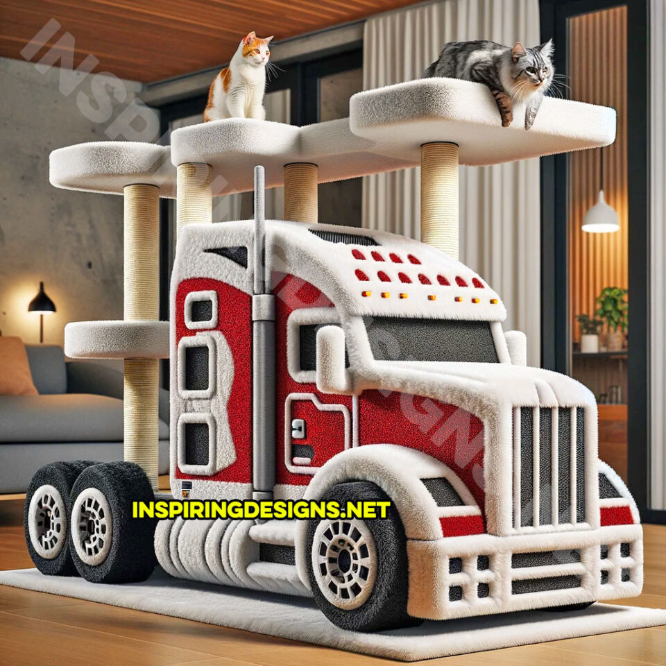 These Semi-Truck Cat Trees Are a Must For Cat Loving Truckers!