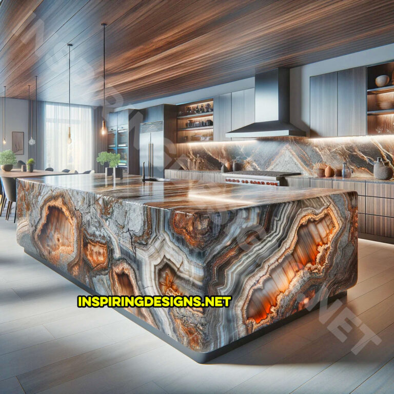 These Petrified Wood Kitchen Islands Are Ancient Art in Modern Homes