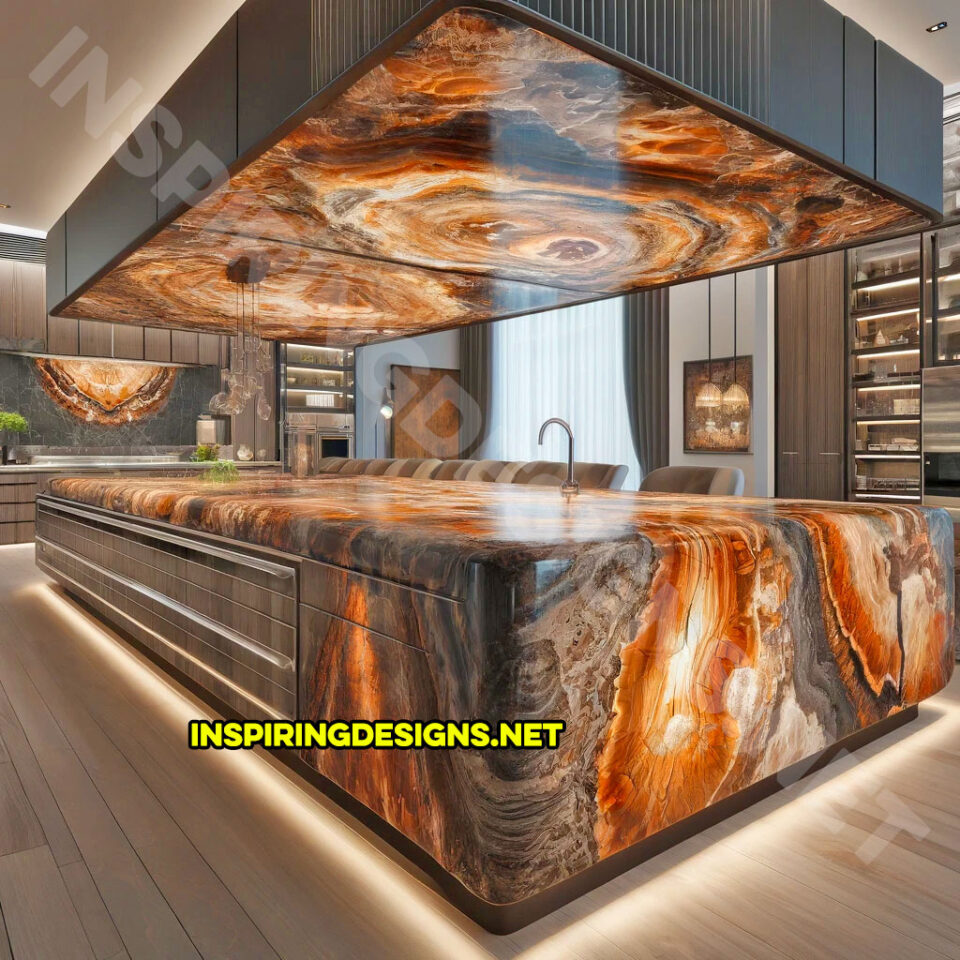 These Petrified Wood Kitchen Islands Are Ancient Art in Modern Homes