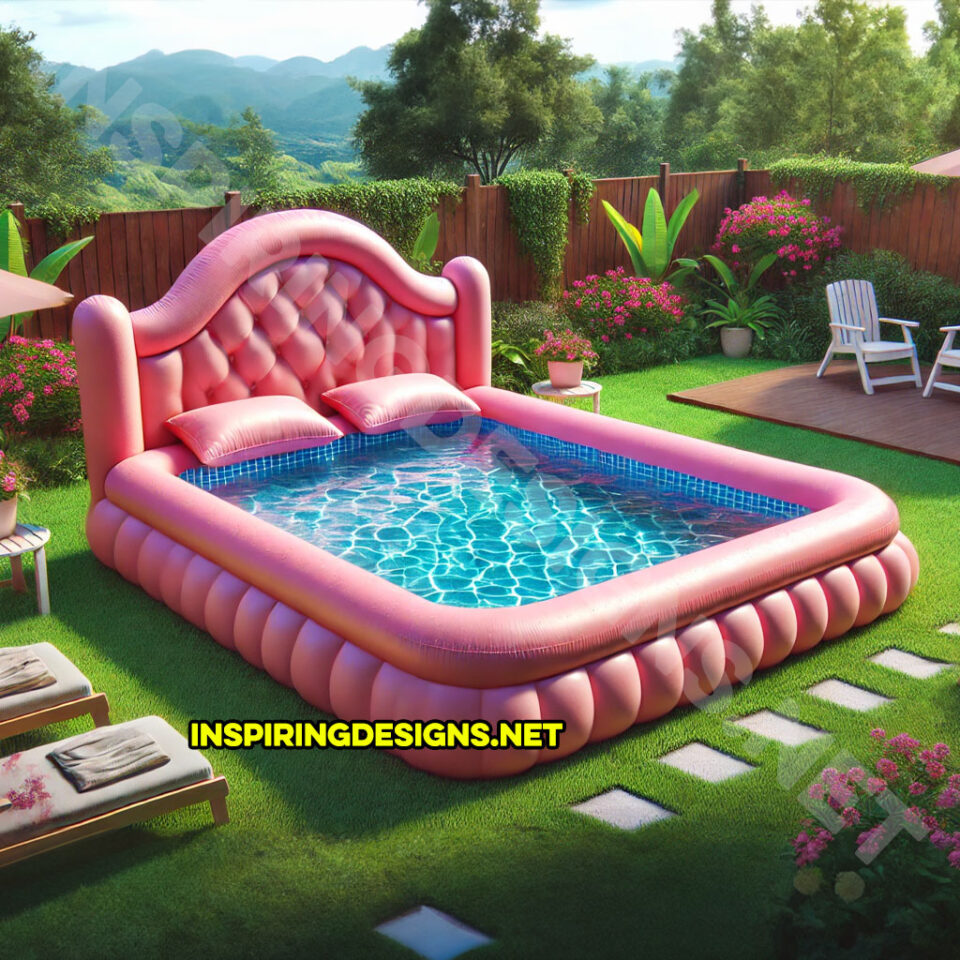 These Bed Shaped Inflatable Pools Will Have You Floating on Cloud Nine