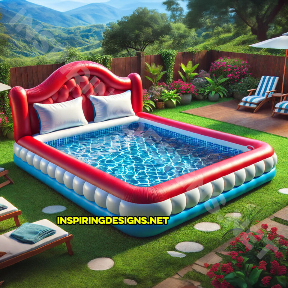 These Bed Shaped Inflatable Pools Will Have You Floating on Cloud Nine