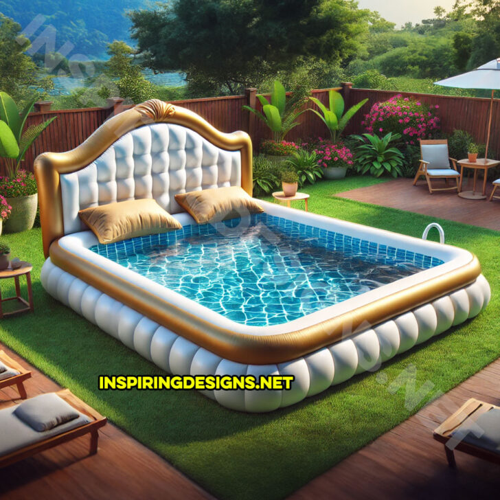 These Bed Shaped Inflatable Pools Will Have You Floating on Cloud Nine