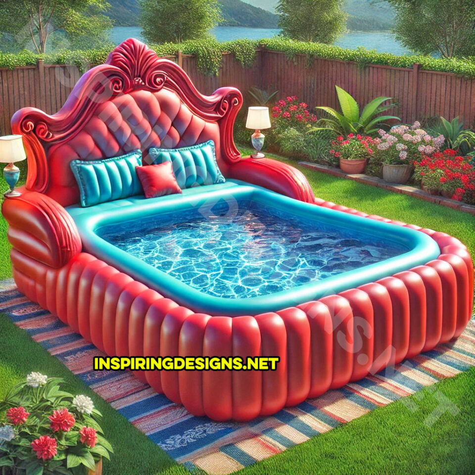 These Bed Shaped Inflatable Pools Will Have You Floating on Cloud Nine