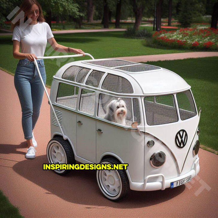 These Volkswagen Bus Pet Strollers Are the Grooviest Way to Walk Your Dog
