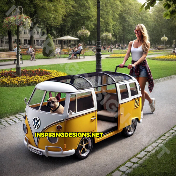 These Volkswagen Bus Pet Strollers Are the Grooviest Way to Walk Your Dog