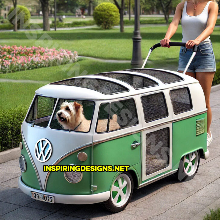 These Volkswagen Bus Pet Strollers Are the Grooviest Way to Walk Your Dog