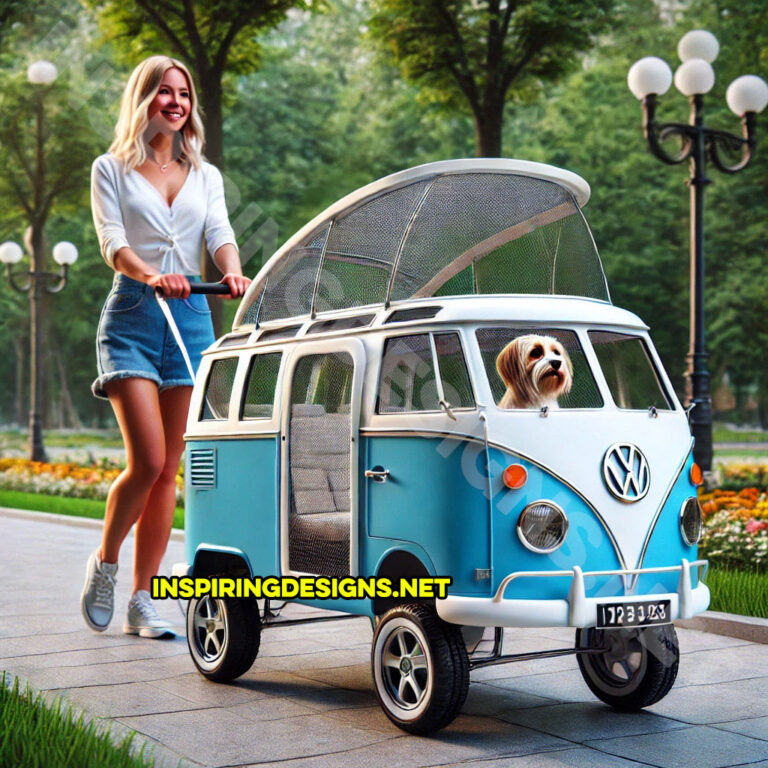 These Volkswagen Bus Pet Strollers Are the Grooviest Way to Walk Your Dog