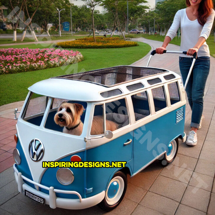 These Volkswagen Bus Pet Strollers Are the Grooviest Way to Walk Your Dog