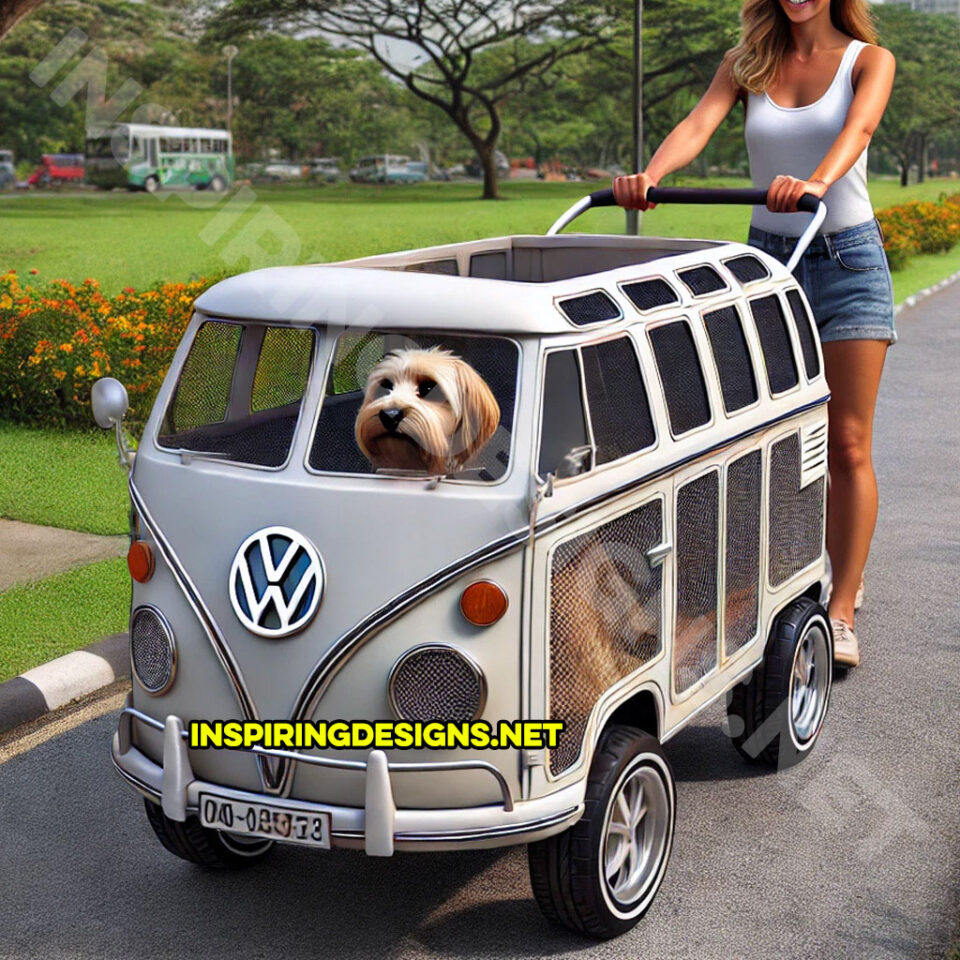 These Volkswagen Bus Pet Strollers Are the Grooviest Way to Walk Your Dog