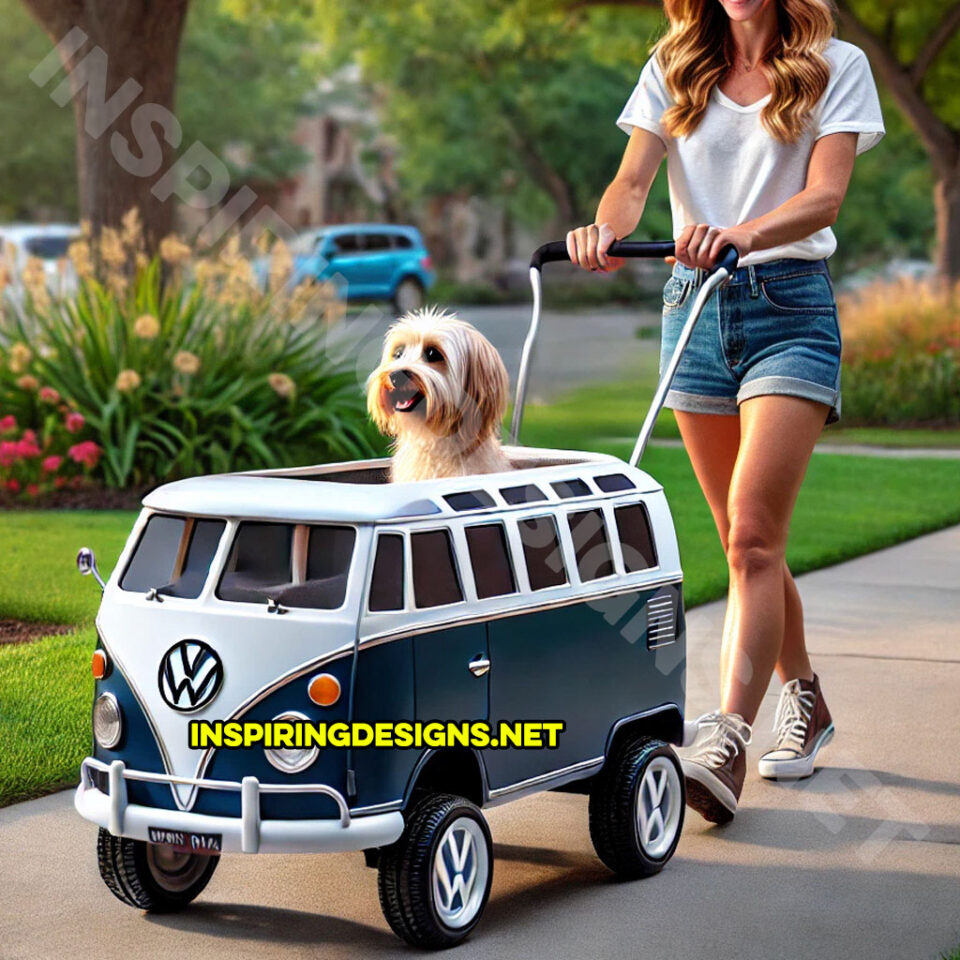 These Volkswagen Bus Pet Strollers Are the Grooviest Way to Walk Your Dog