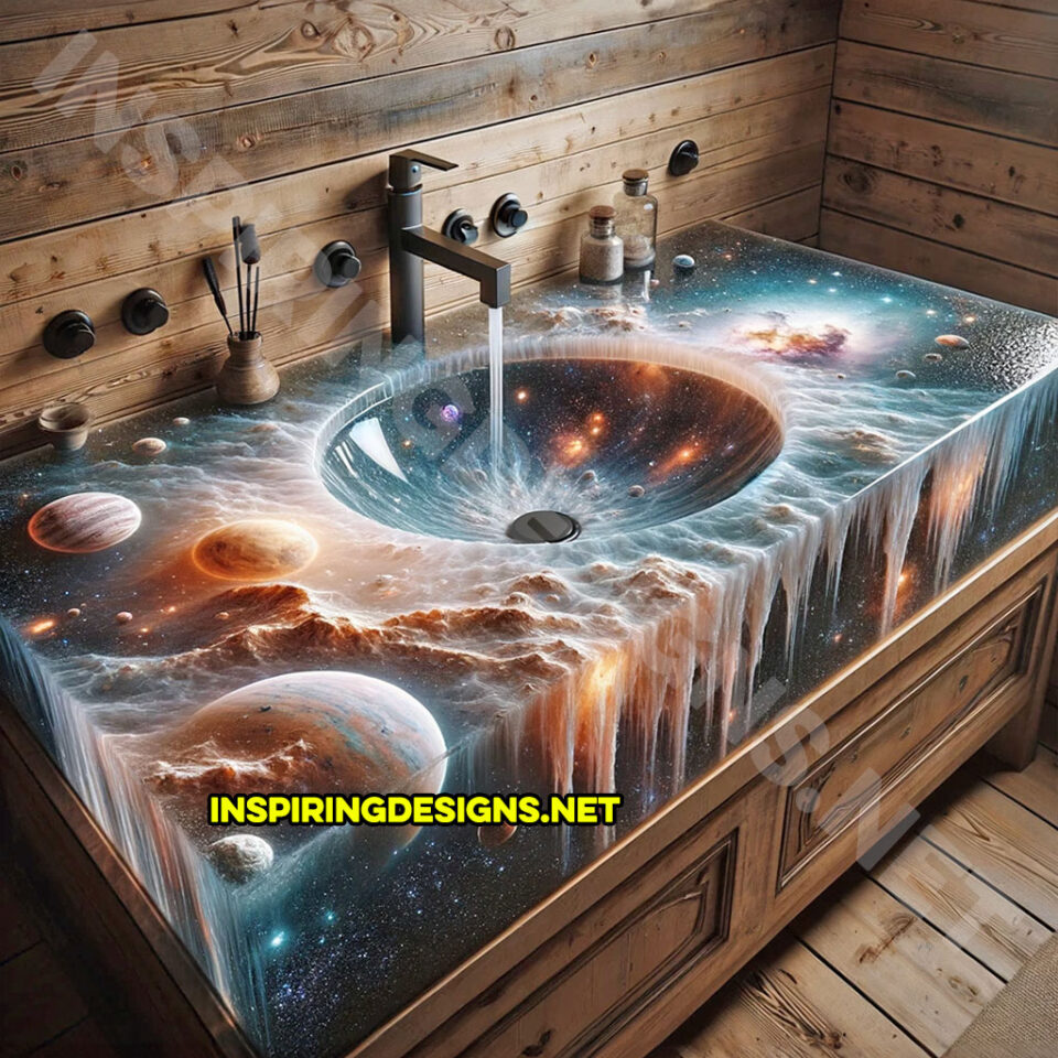 These Epoxy Nature Sinks Offer Stunning 3D Landscapes for Your Bathroom