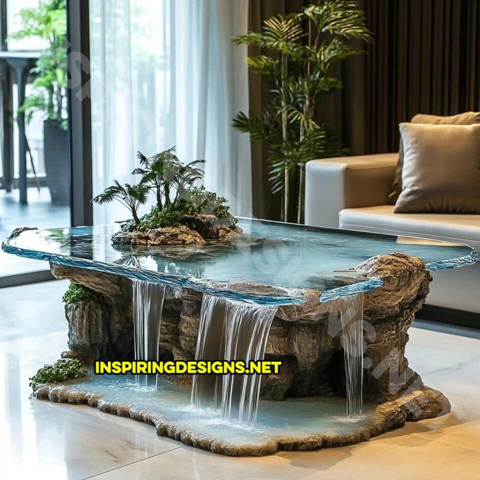These Tropical Island Waterfall Coffee Tables Turn Any Room into a ...